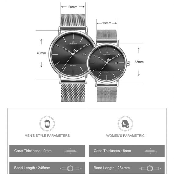 Couple Watch NAVIFORCE Mens Watch Simple Luxury Quartz Wristwatch ...