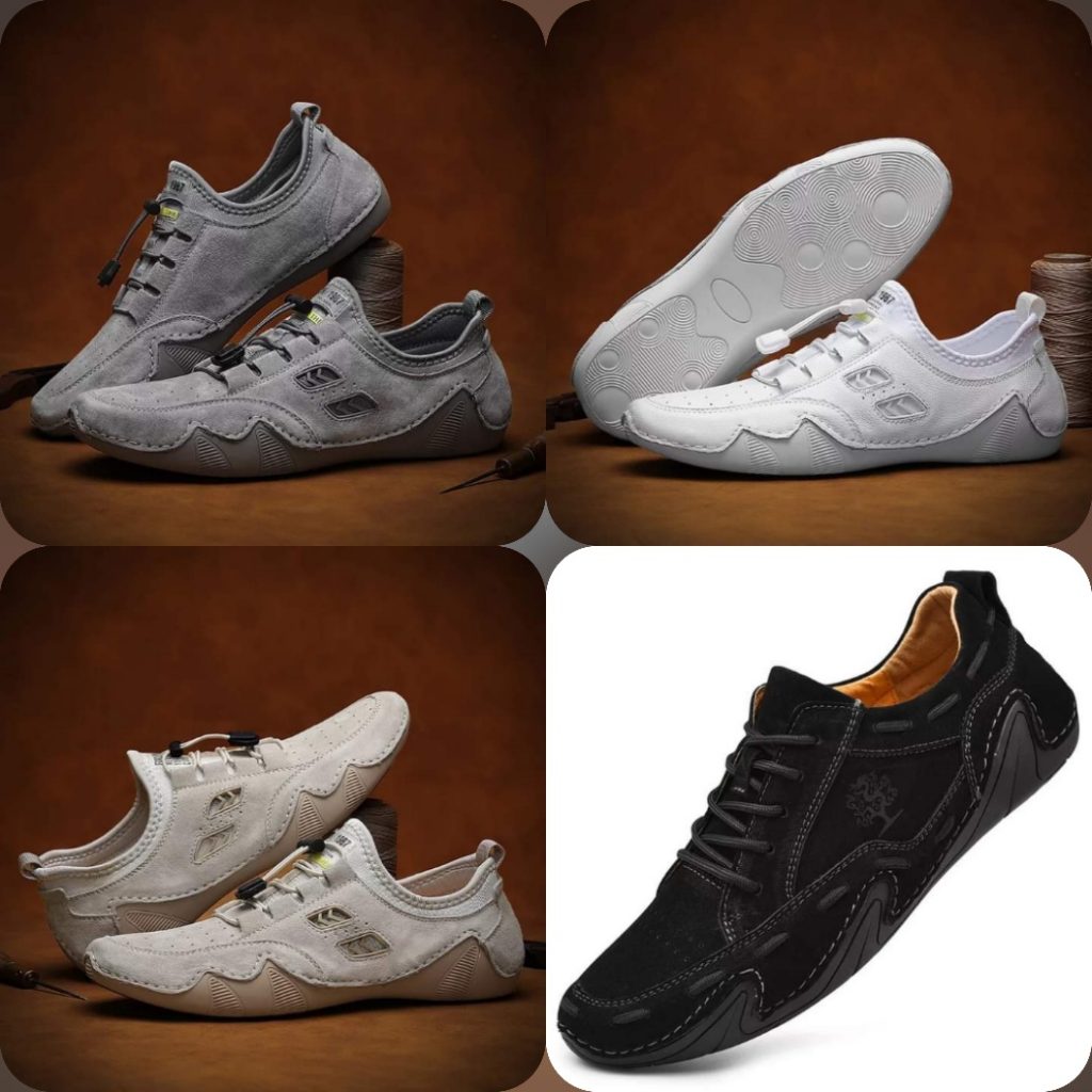 Mens Sneakers Genuine Leather Men Loafers Shoes Fashion Lace-up Solid ...